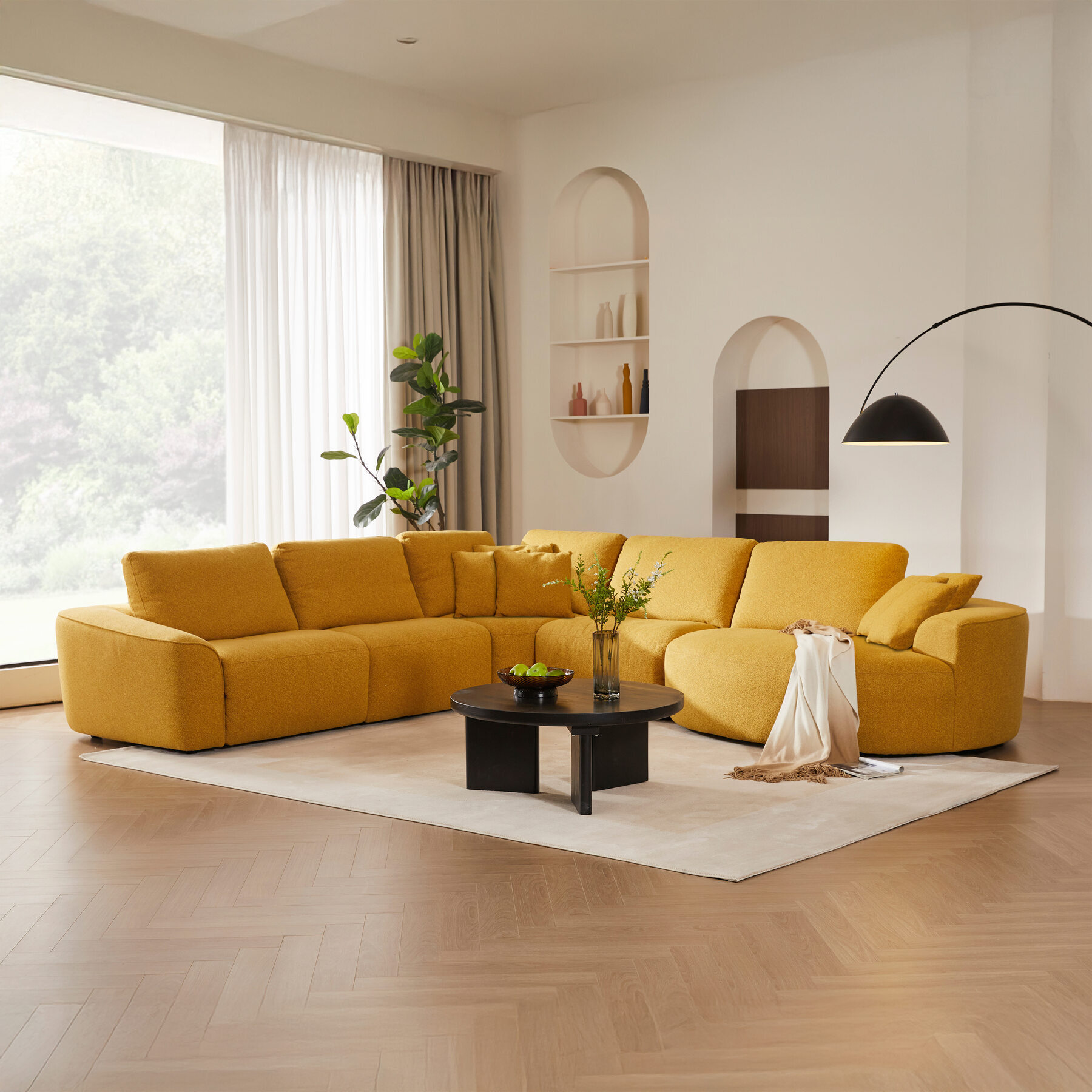 Corner Set Yellow 5 Seater KM.6669 – CityW – سيتي دبليو